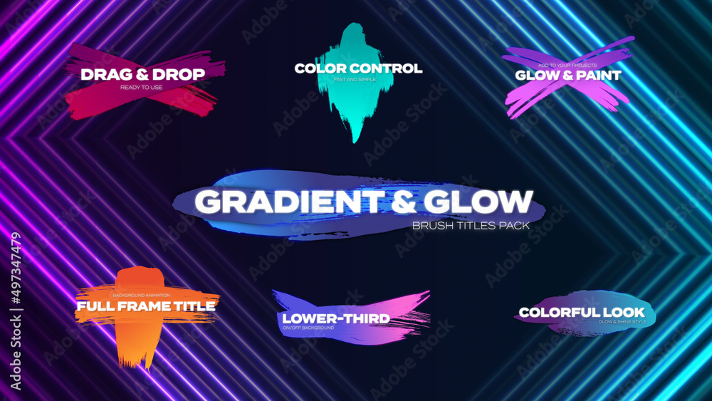 Gradient and Glow Brush Titles 1 Stock Template | Adobe Stock