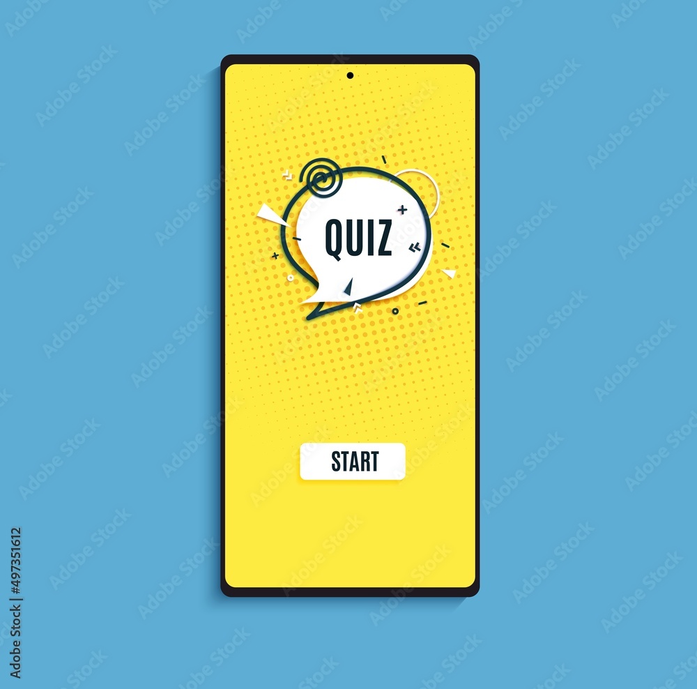Quiz online game interface in paper cut style. Yellow and black color ...