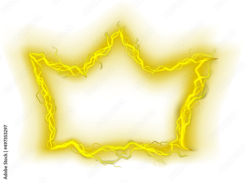 Lightning crown frame, electric thunderbolt border, magic energy strike ...