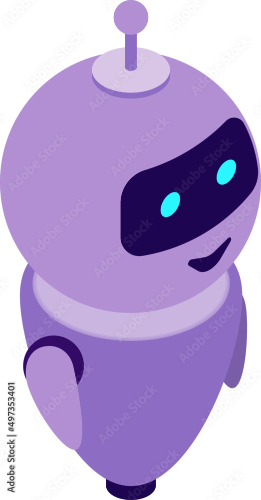 Artificial intelligence, smart robot with antenna on head, cartoon ...