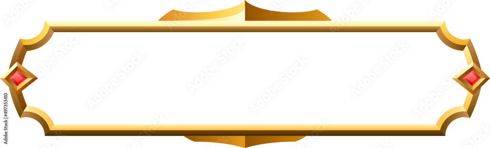 Empty rectangle frame in medieval style for game ui design. Vector cartoon user interface ...