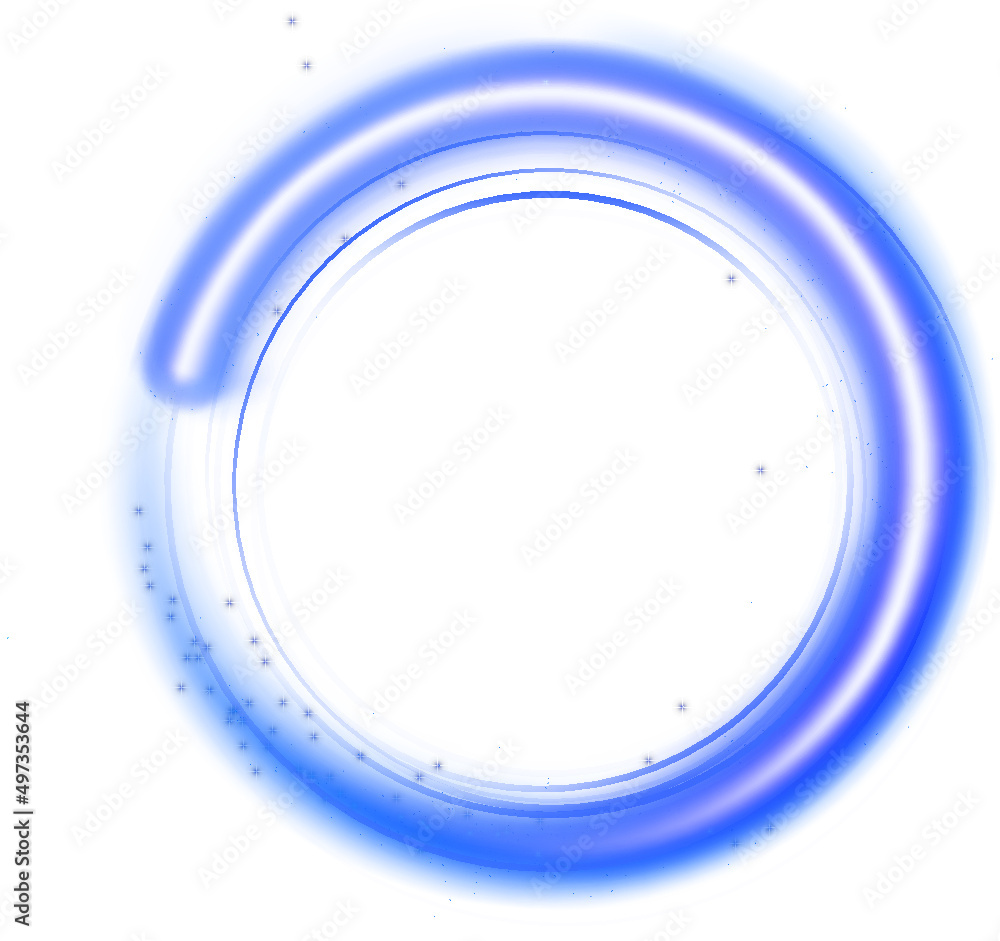 Glow blue circle with sparkles, magic light effect with glitter dust. Vector realistic blue ...