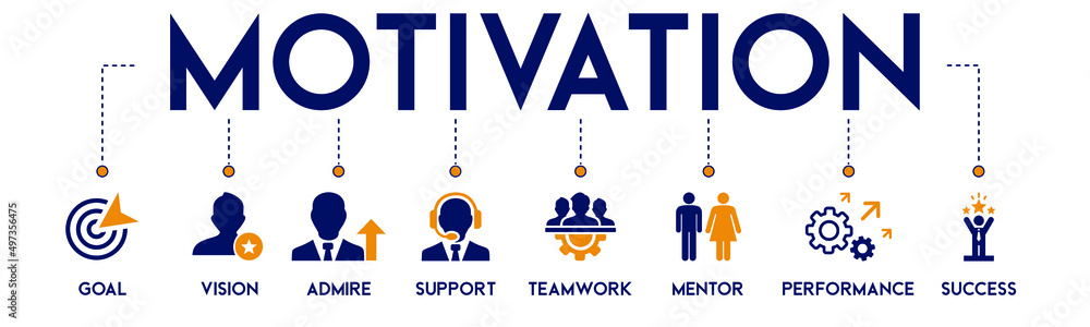 Banner Motivation - vector illustration with the icon of goal, vision ...