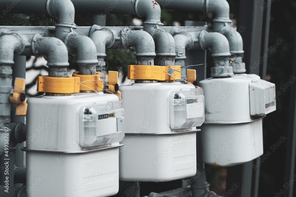 gas meters. gas meters in a block of flats. gas consumption metering ...