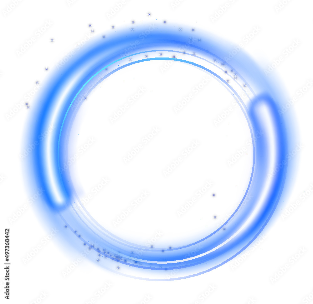 Glow blue circle with sparkles, magic light effect with glitter dust ...