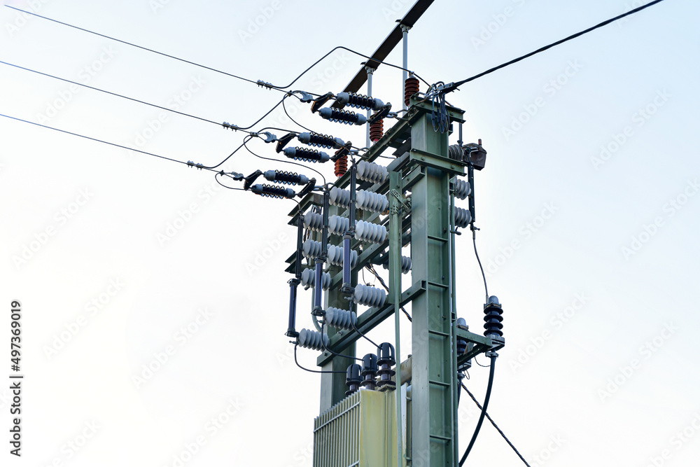 High-voltage distribution transformer of power lines, devices and ...