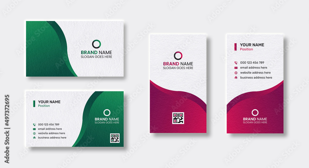 Double-sided creative business card design template. Horizontal and ...