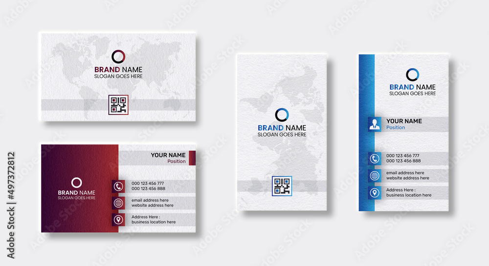 Double-sided creative business card design template. Horizontal and ...