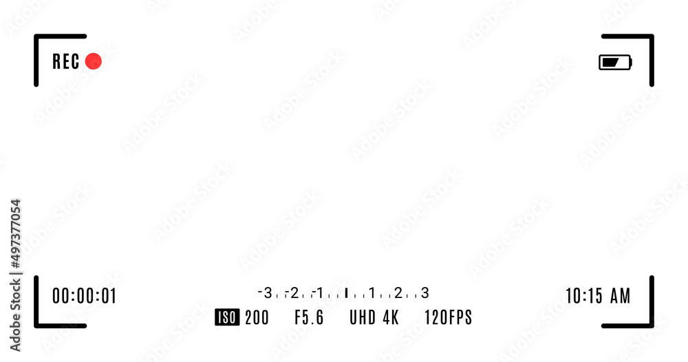 Ultrawide video camera frame. Camcorder ui overlay. Videocamera frame ...