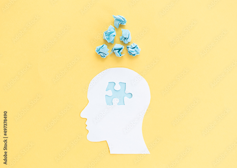 Panic attack and mental health awareness concept. Human head and brain ...