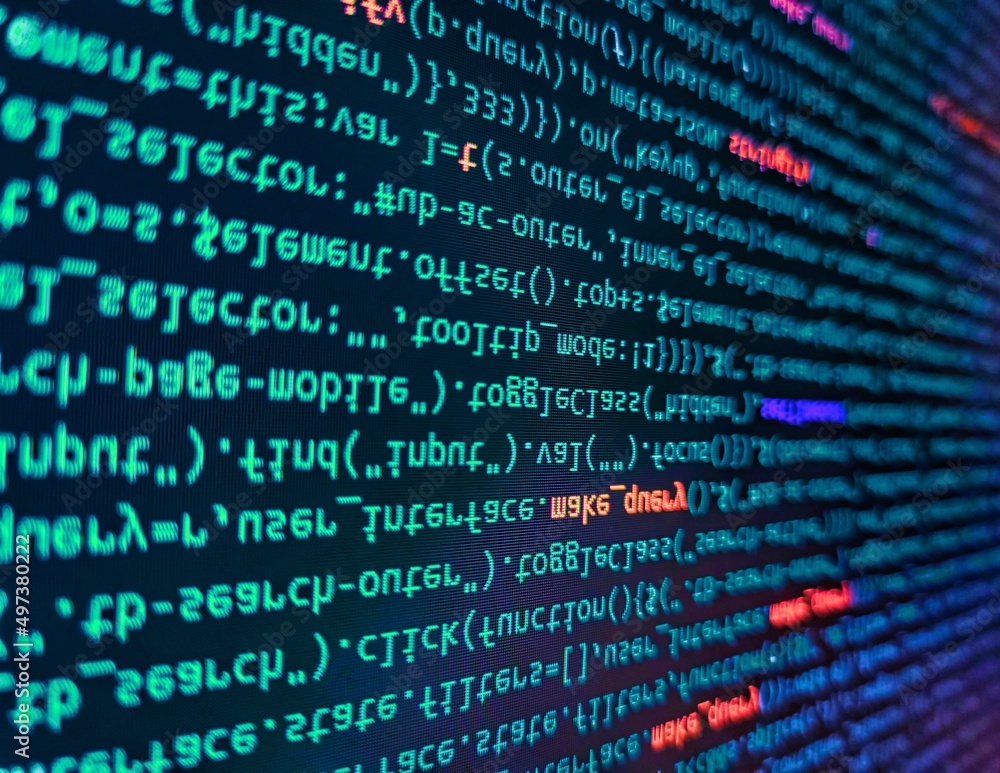 Technology concept hex code digital background. Modern tech. Javascript functions, variables ...