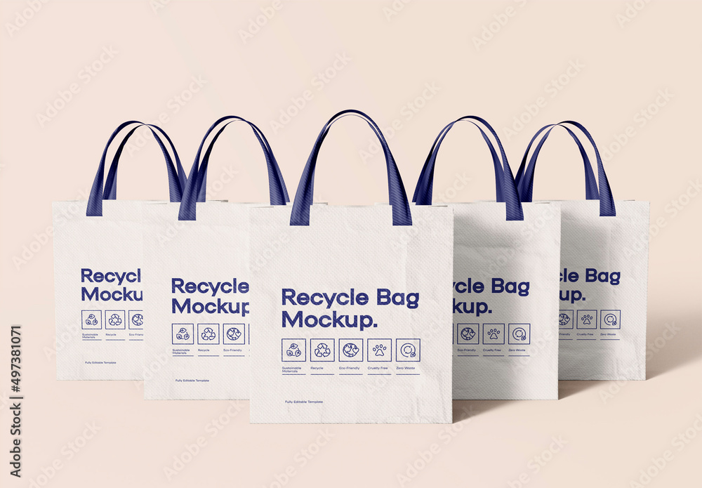 Shopper Eco Bags Set Mockup Stock Template | Adobe Stock