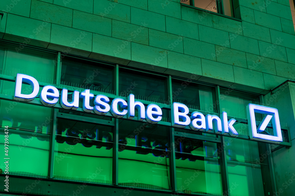 DRESDEN, GERMANY - 29. January 2021: Deutsche Bank logo on a wall ...