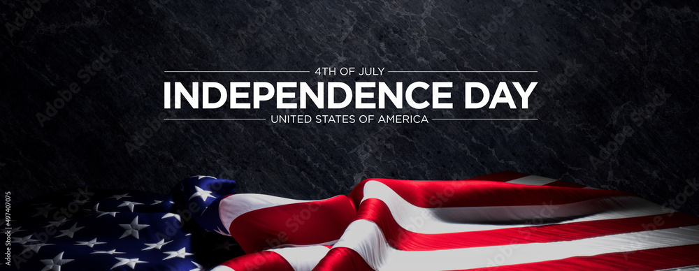Authentic Banner for Independence Day with United States Flag and Black ...