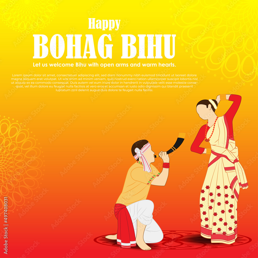 vector illustartion for happy Bihu Stock Vector | Adobe Stock