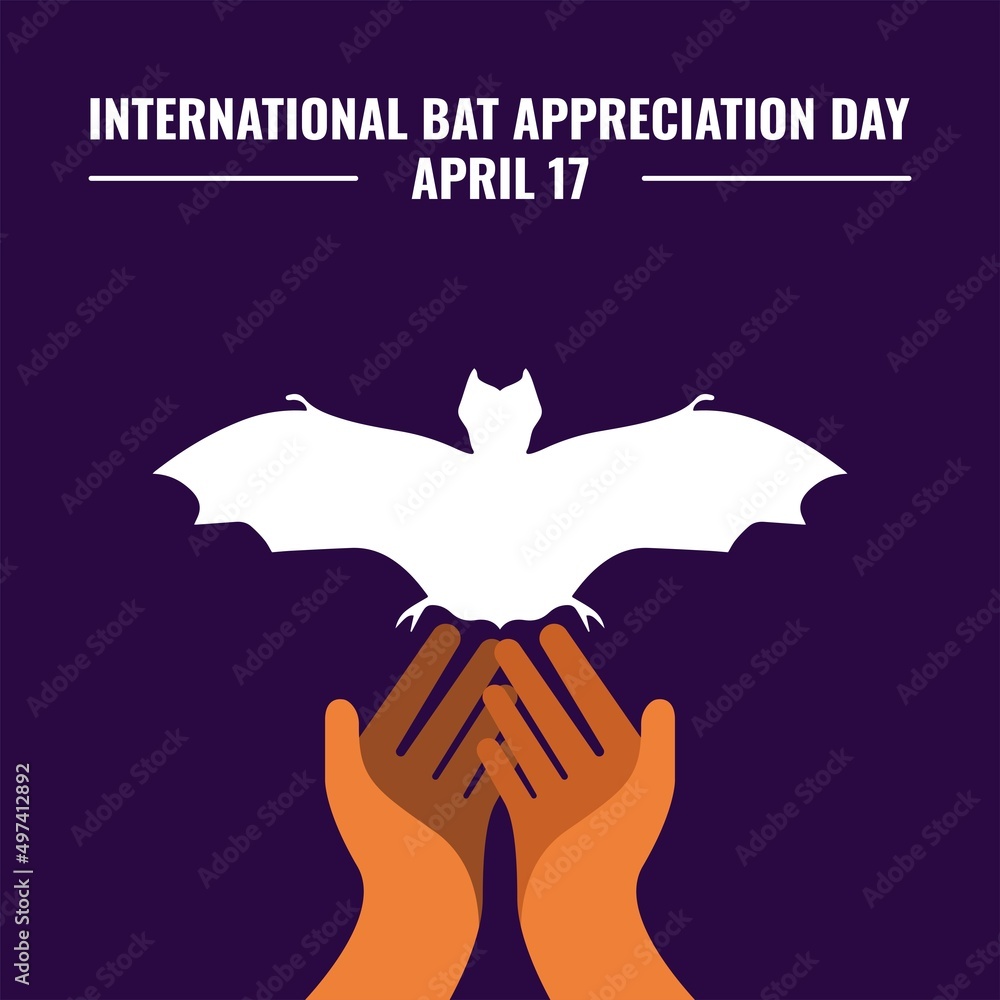 Bat Silhouette icon and hand vector, International Bat Appreciation Day ...