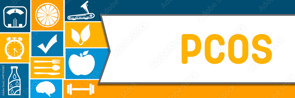 PCOS - Polycystic Ovary Syndrome Blue Orange Health Symbols Grid Left ...