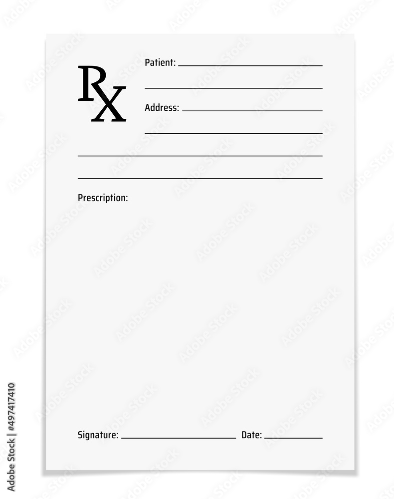 Vetor de Pharmacy Rx form, medical prescription, hospital realistic ...