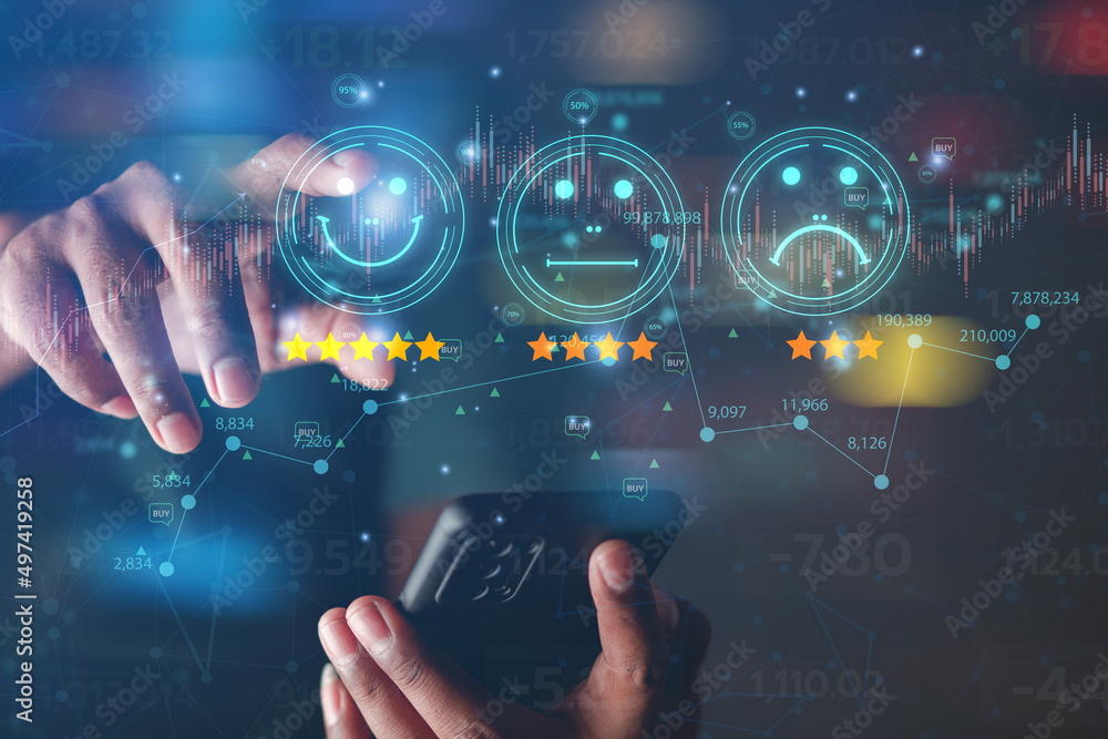 Technology customer assessment concept A close-up picture of a ...