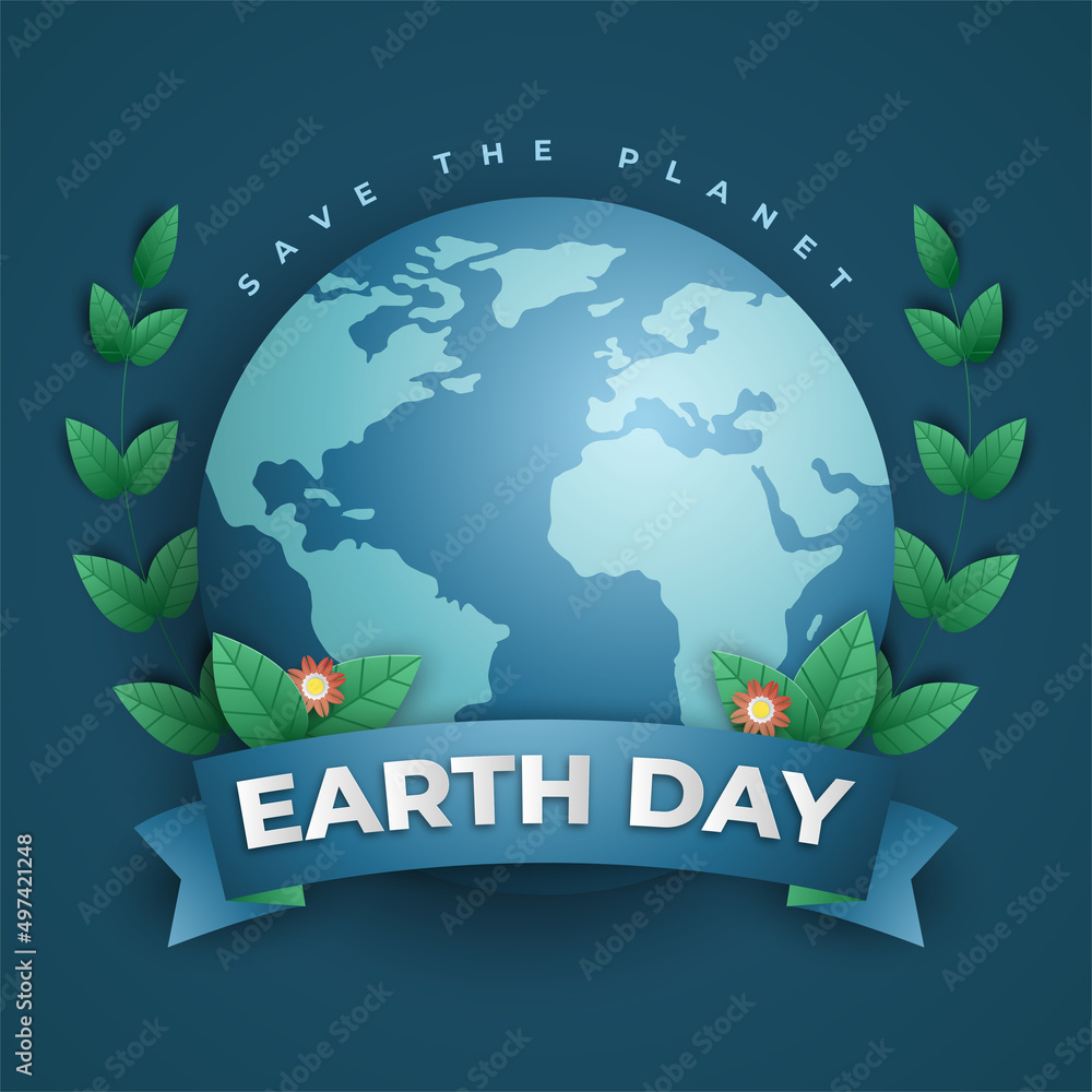 Earth day concept. 3d paper cut eco friendly design. Paper carving ...