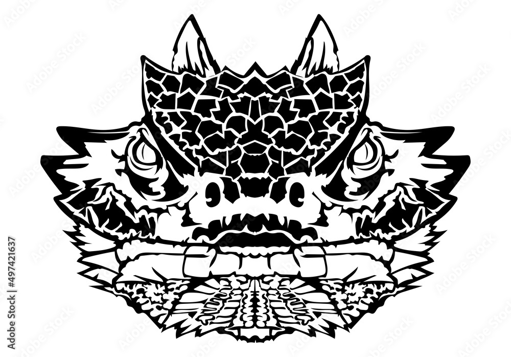 Horned Lizard face vector iilustration in hand drawn style, perfect for ...