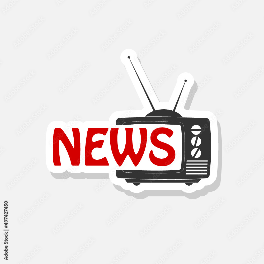 News TV icon sticker isolated on white background Stock Vector | Adobe ...