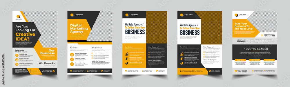 modern orange color design template for poster flyer brochure cover ...