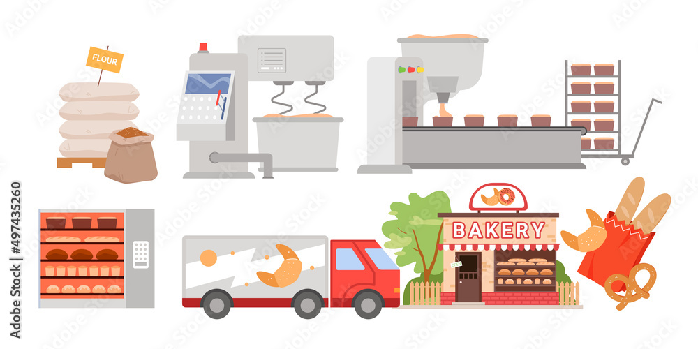 Bread and pastry factory production. Breadmaking industry and ...