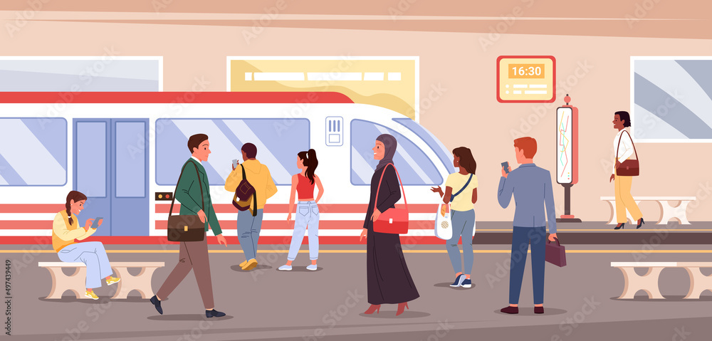 Crowded Subway Cartoon