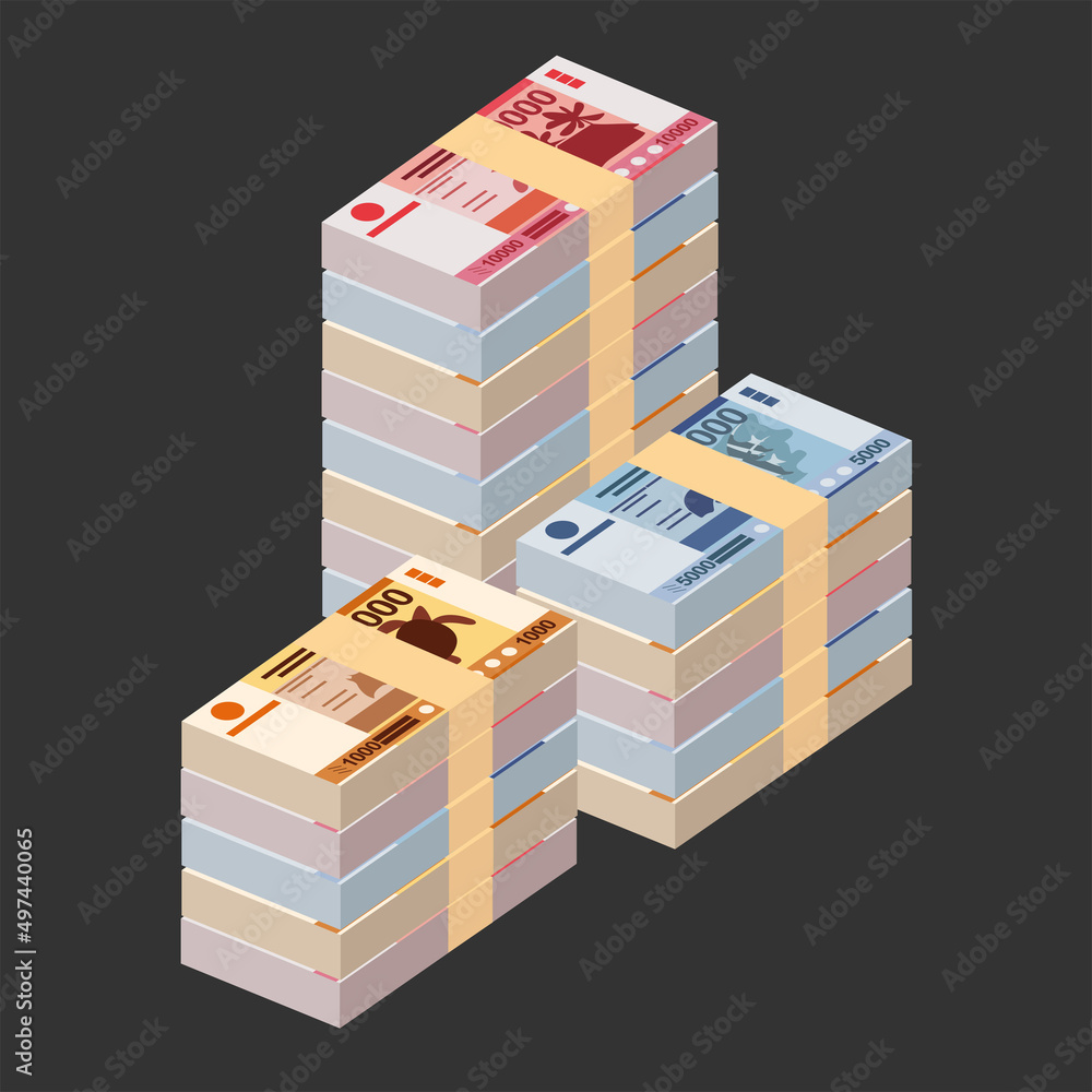 CFP Franc Vector Illustration. French overseas collectivities money set ...
