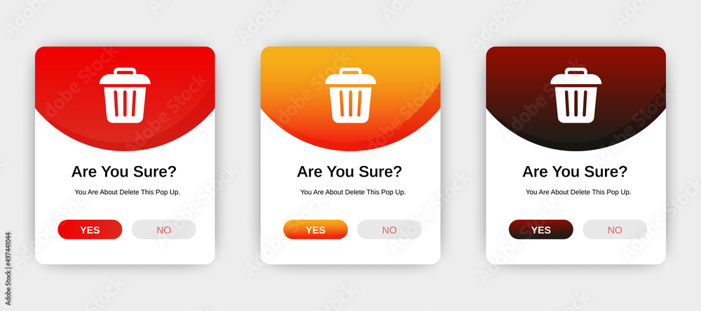 Set of Delete pop up banner with flat design on white background ...