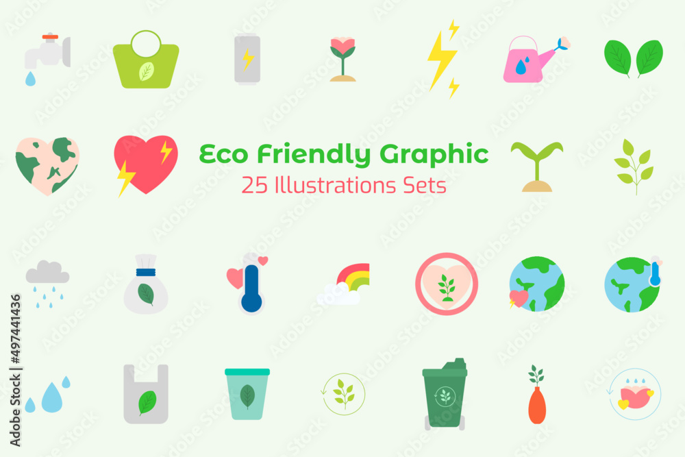 Eco Friendly Graphic Illustration Sets Stock Vector | Adobe Stock