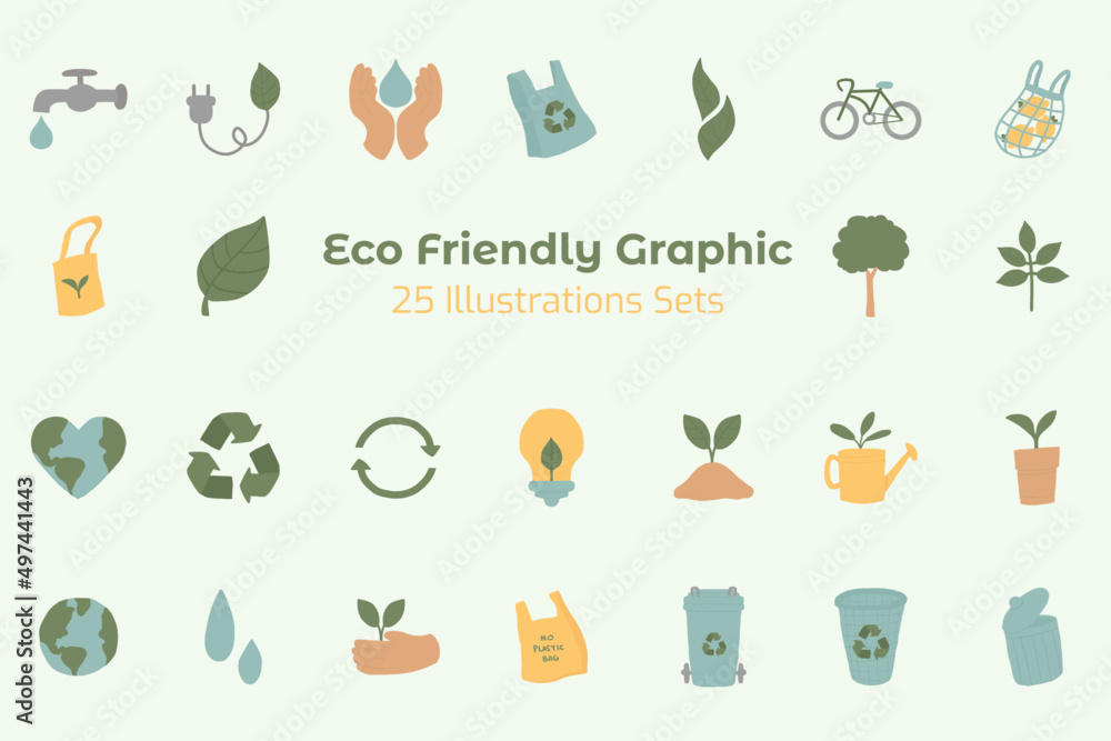 Eco Friendly Graphic Illustration Sets Stock Vector | Adobe Stock