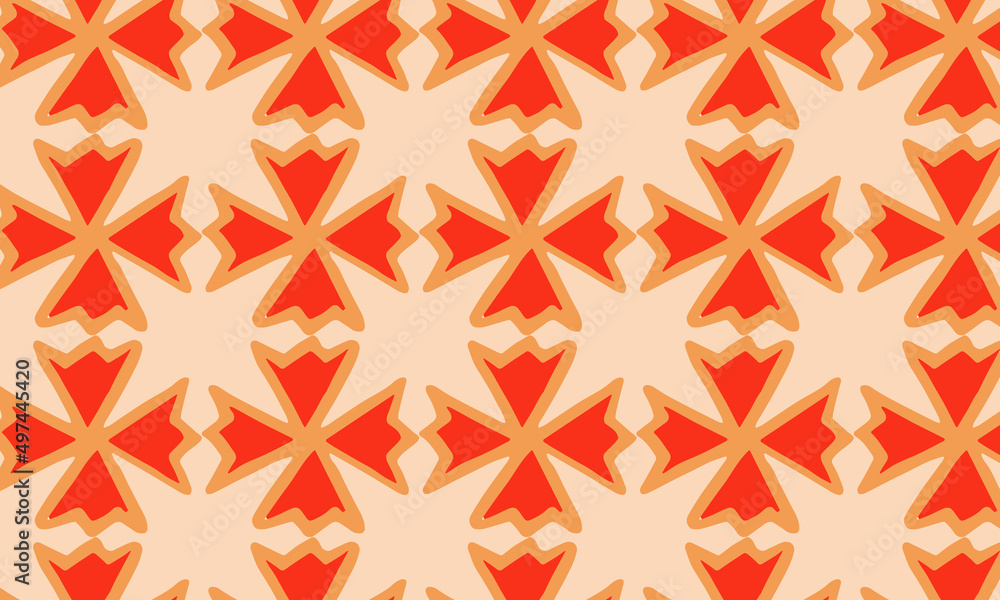 Pattern of orange crosses placed together, forming geometric shapes on ...