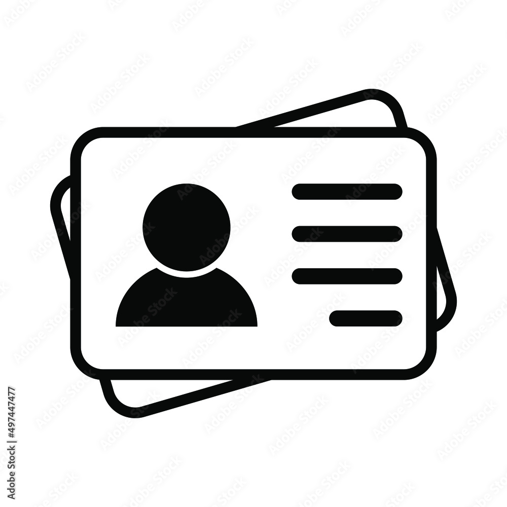 ID Card icon collection. Employee clerk card, driver license ...
