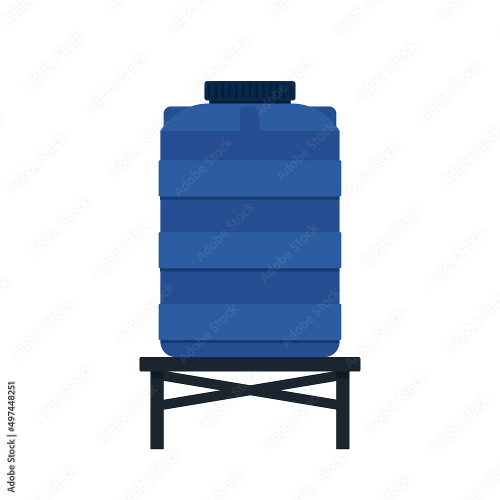 Water tank vector. free space for text. Blue water tank on white ...