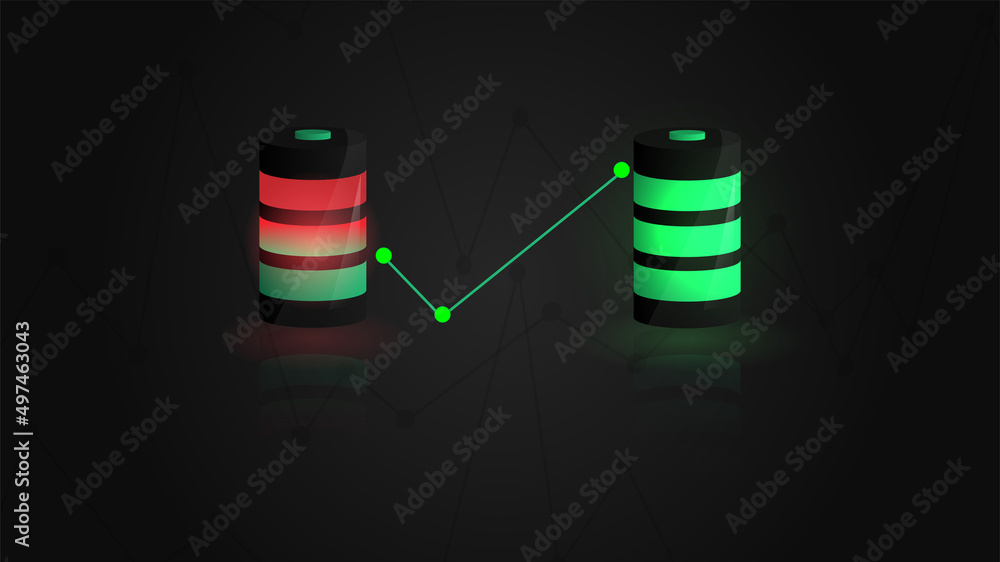 3d model of a battery. Visualization of a discharged battery ...