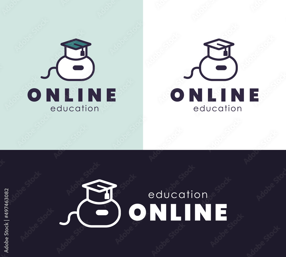 Online education logo. Vector design and concept of online school, e ...