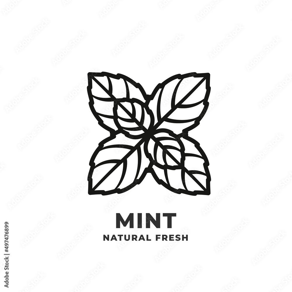 Mint leaves icon or linear style pictogram isolated on white background ...