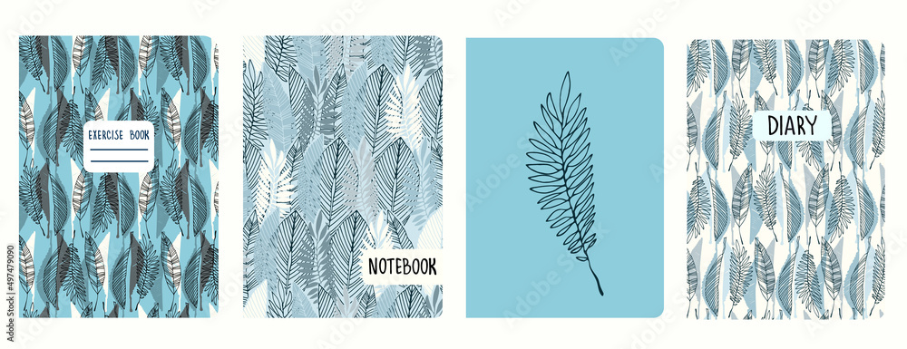 Vecteur Stock Set of cover page templates with tropical leaves. Based ...