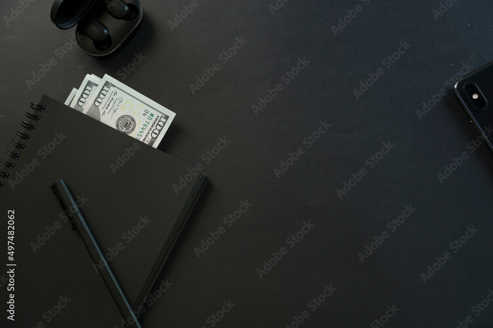 Black background. Business. Ideas. The money. Stock Photo | Adobe Stock