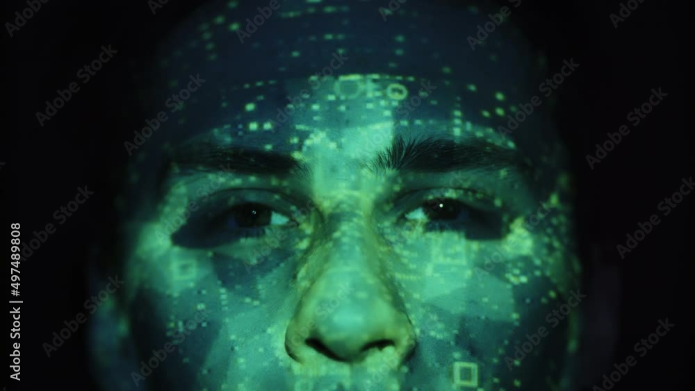 CLose Up Shot Of a Caucasian Man Face Looking Directly At The Camera As ...