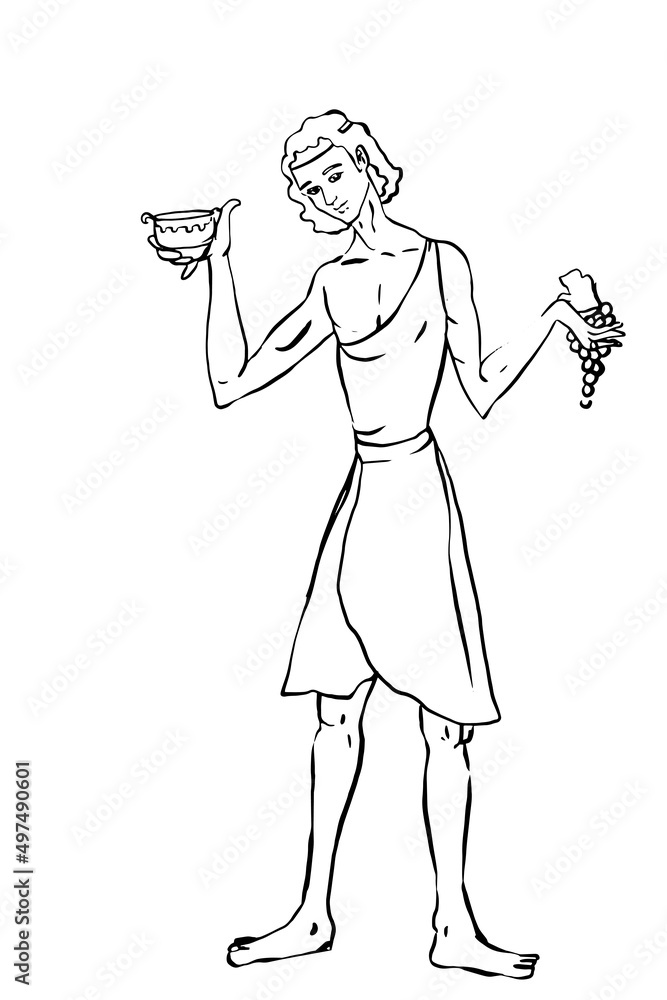 Greek mythology Gods, Dionysus,illustration ,white background,line ...