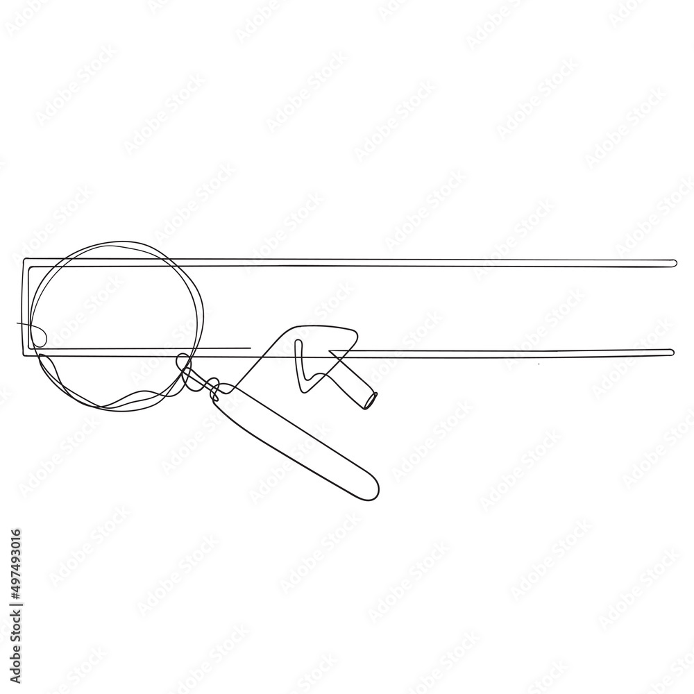 continuous line drawing magnifying glass and arrow cursor icon symbol ...