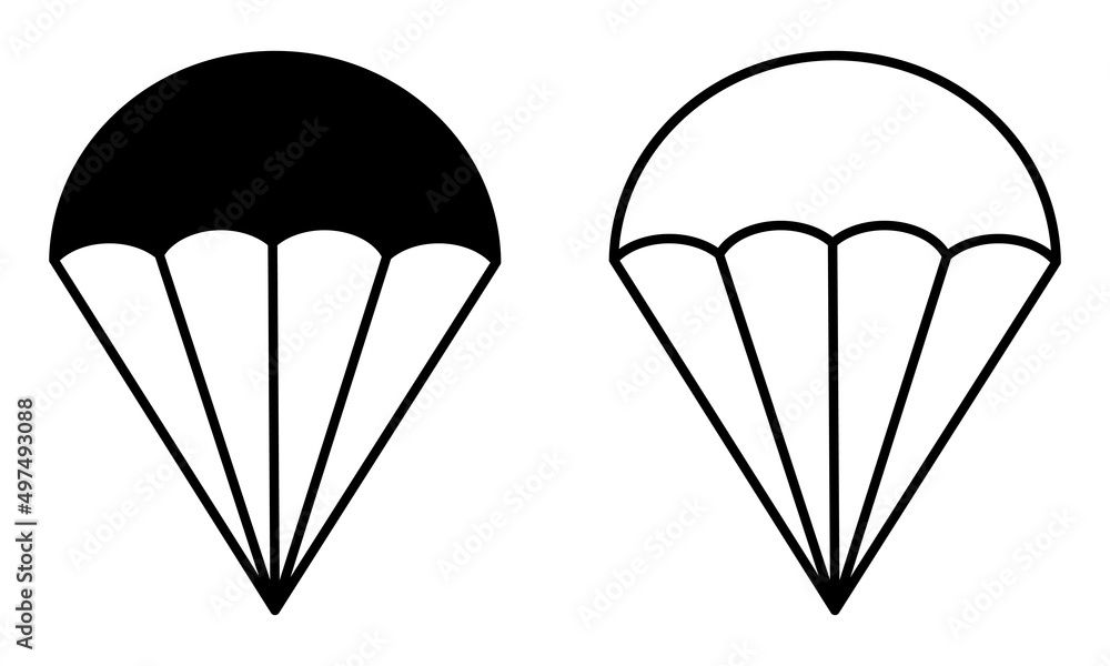 Parachute icons. Outline and filled vector sign. Vector illustration ...