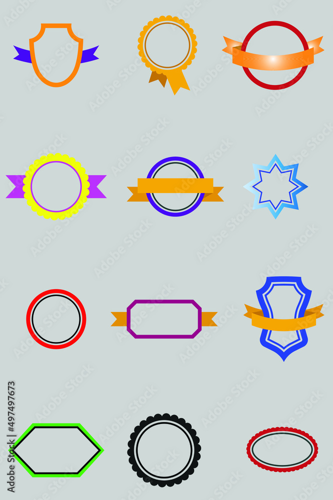Award badges set Free Vector flat Cartoon ribbon labels winner prize ...