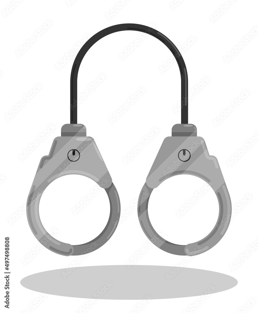police metal handcuffs to neutralize criminals. Outfit and equipment of ...