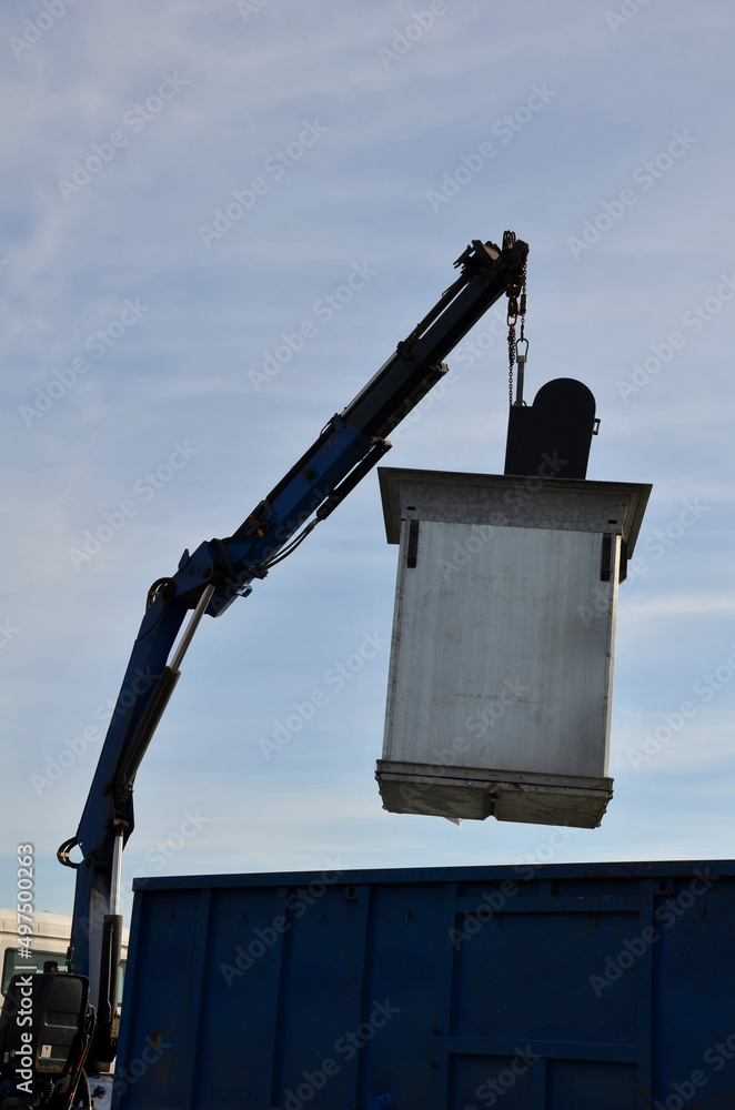 waste recycling in separated waste containers. the bottom lid opens ...