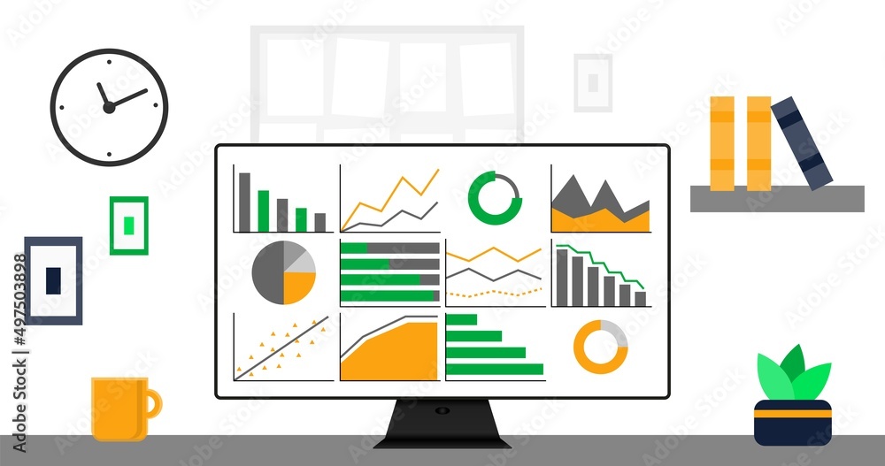 Modern interior of Workplace room, office or cabinet. Office with ...