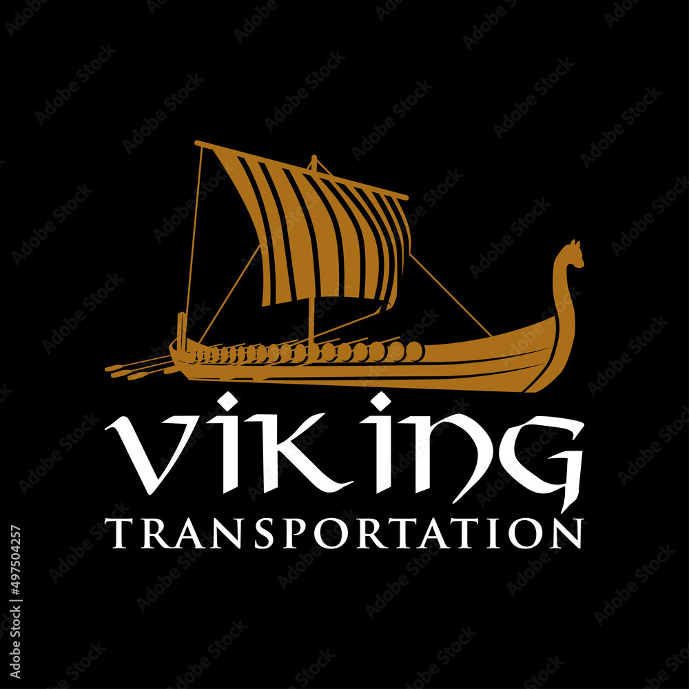 viking ship logo template, viking ship silhouette illustration, viking ...